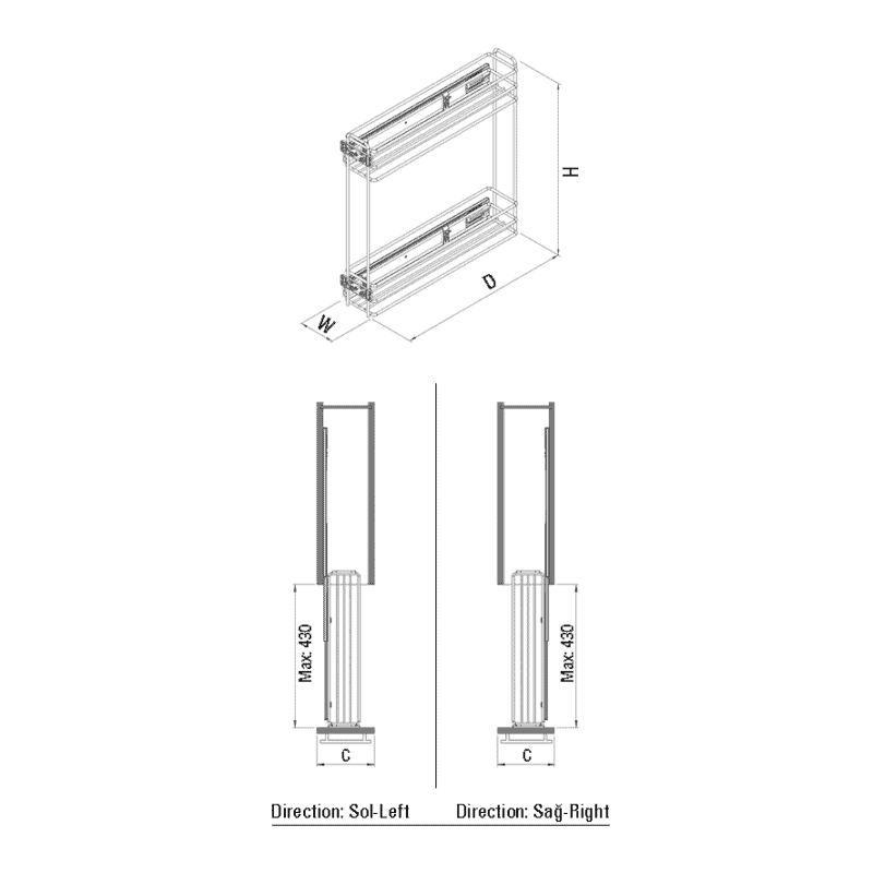 Bottle Holder With Side Telescopic Rail, Starax S-2211 - SAKR Building ...